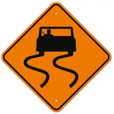 Slippery When Wet Warning Sign | MUTCD W8-5 Graphic | SignMods