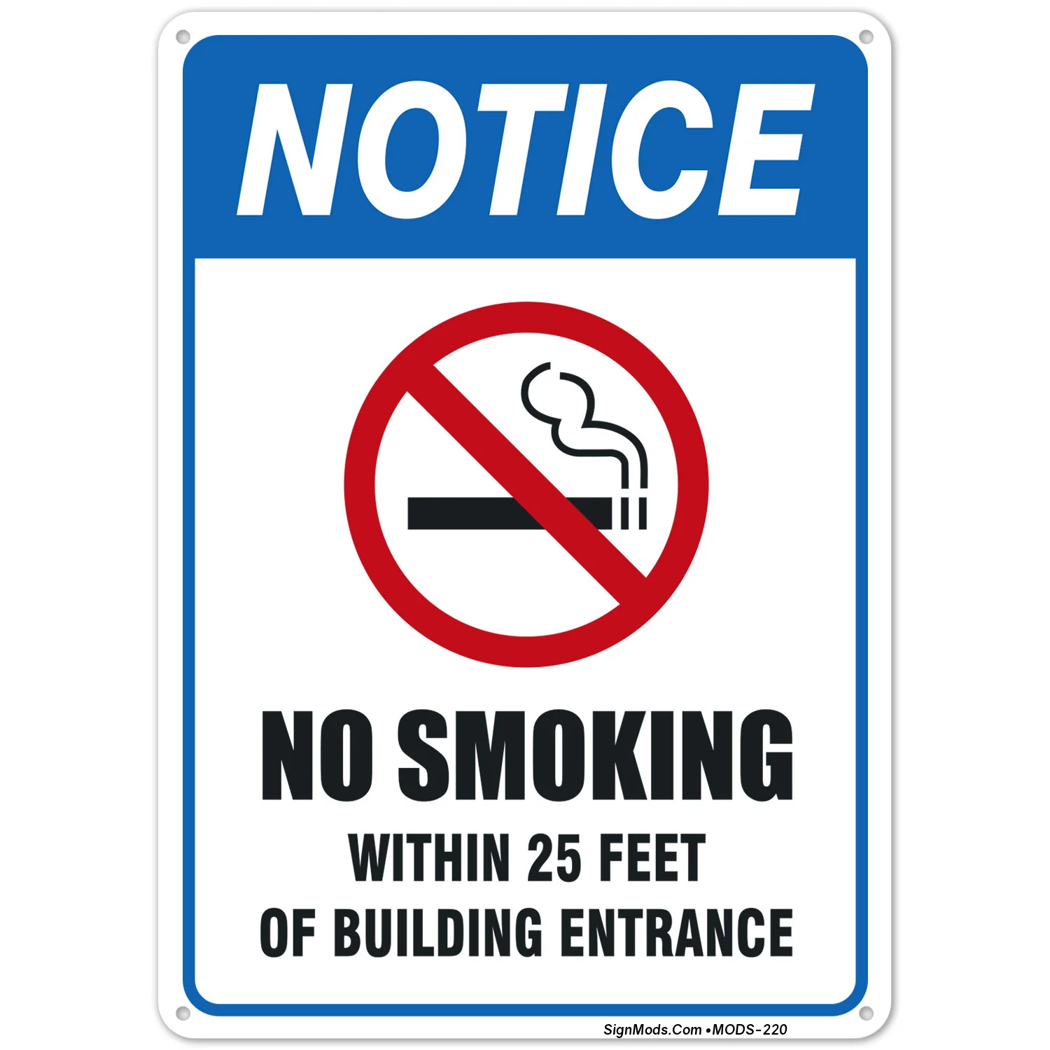 No Smoking Within 25 Feet of Building Entrance Sign | No Smoking ...