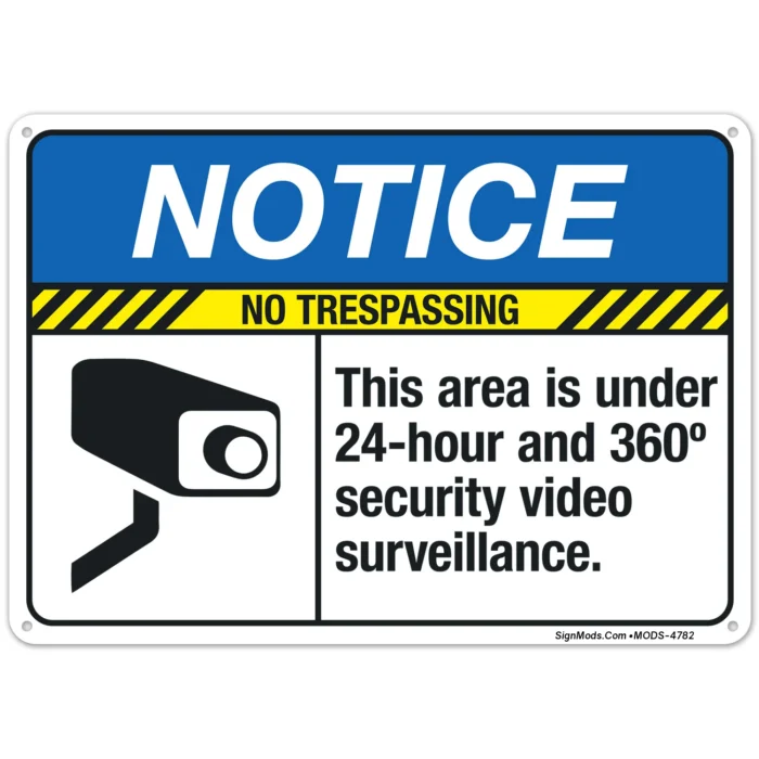 No Trespassing This area is under 24-hour Sign, ANSI Notice Sign | No ...