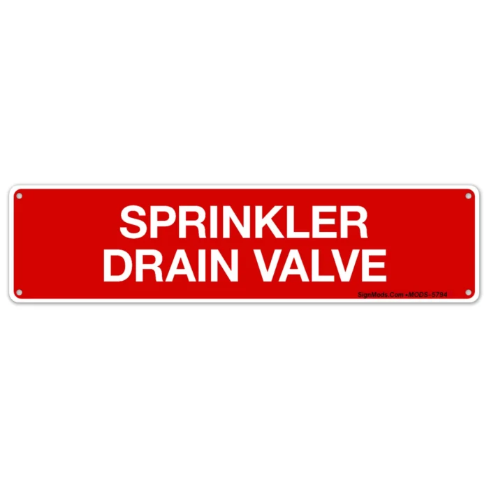 Sprinkler Drain Valve Sign, Fire Safety Sign | Fire Riser And Sprinkler ...
