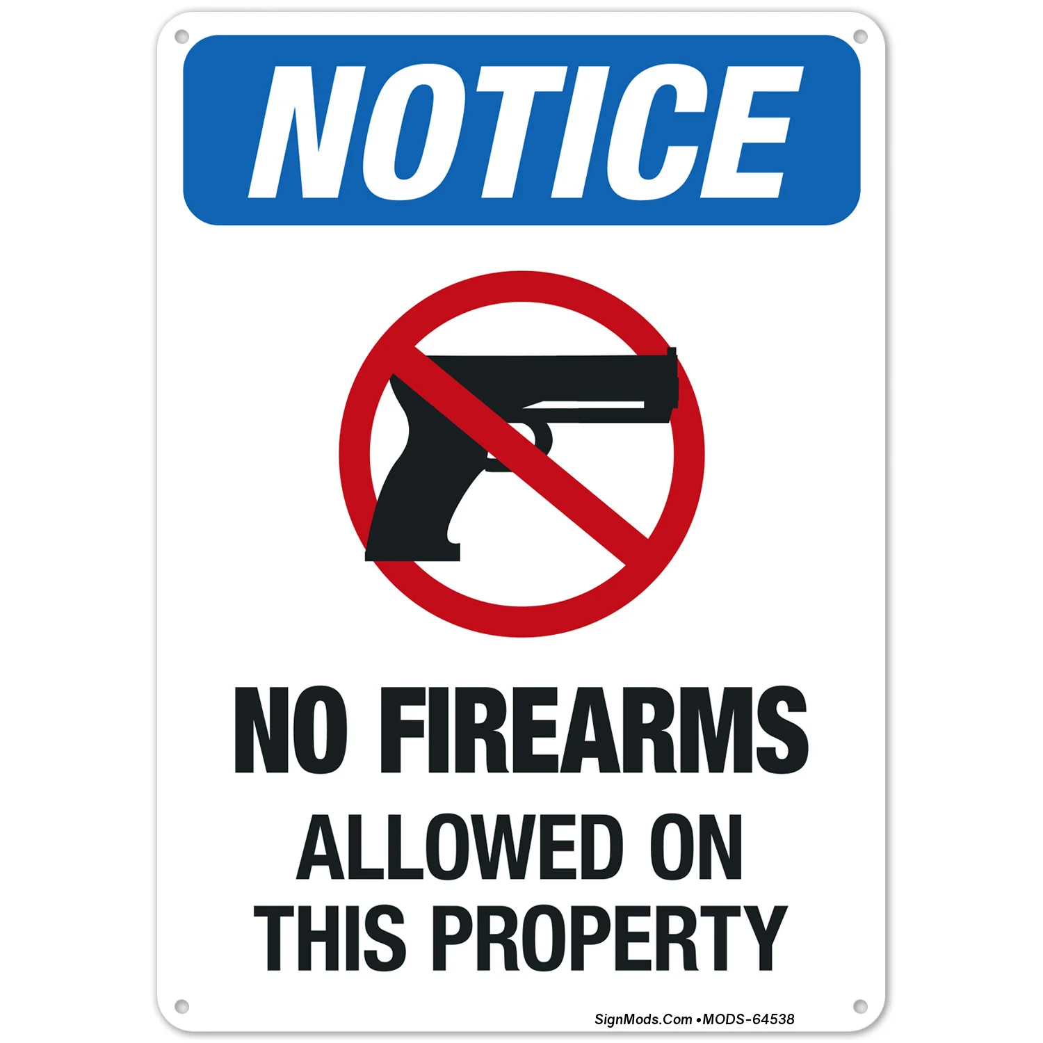 Notice No Firearms Allowed On This Property With Symbol Sign | No ...