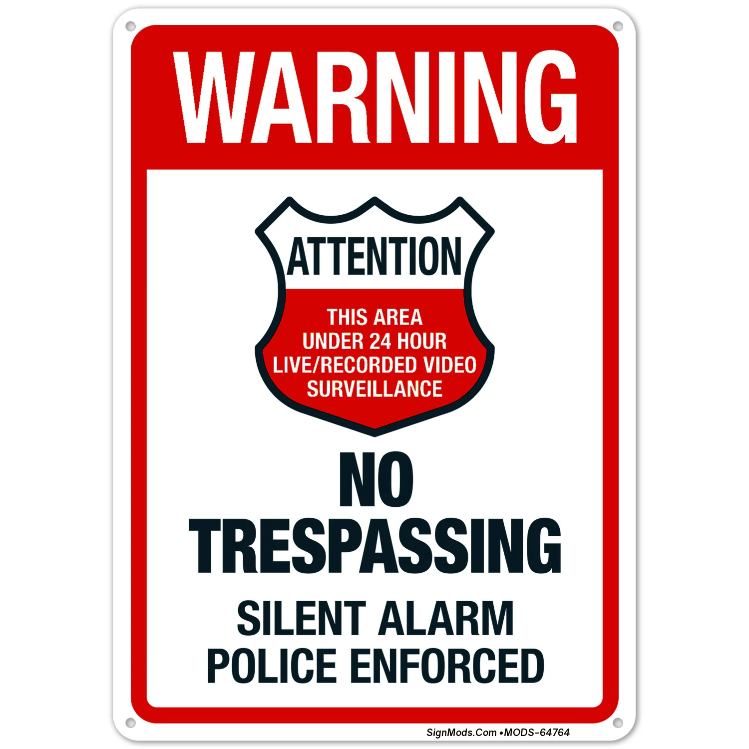 Attention This Area Under 24 Hour Live Recorded Video Surveillance Sign ...