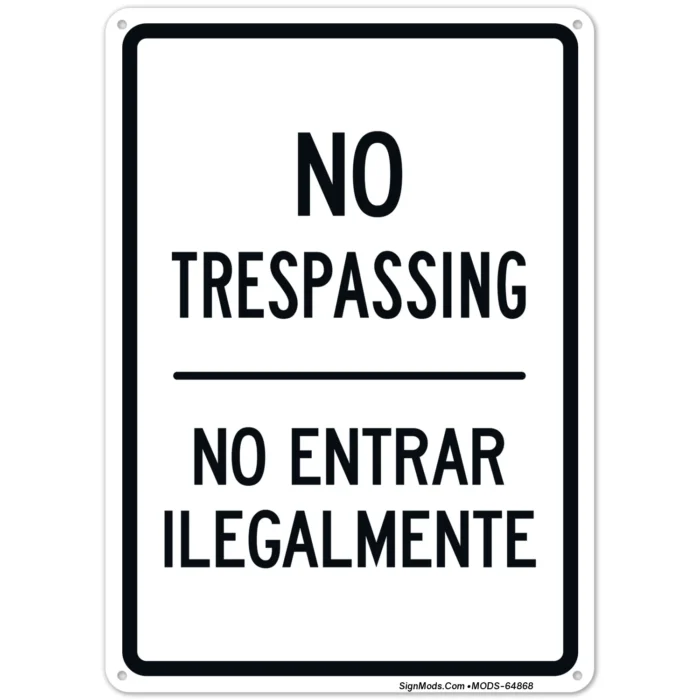 No Trespassing Bilingual Sign, (MODS-64868) | No Trespassing Signs ...
