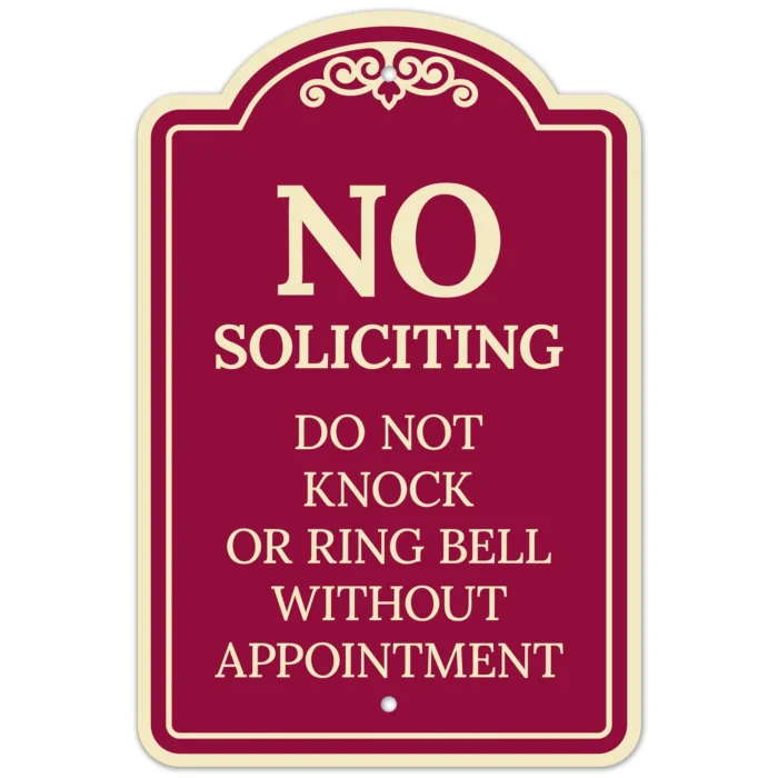 Do Not Knock Or Ring Bell Without Appointment No Soliciting Décor Sign ...