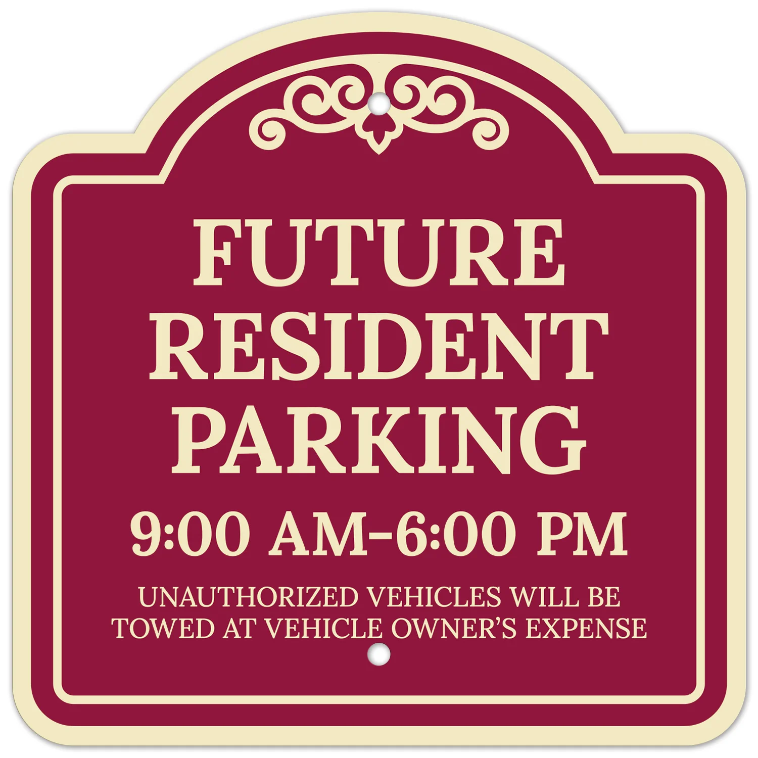 Future Resident Parking From 9:00Am to 6:00pm Décor Sign | No Parking ...
